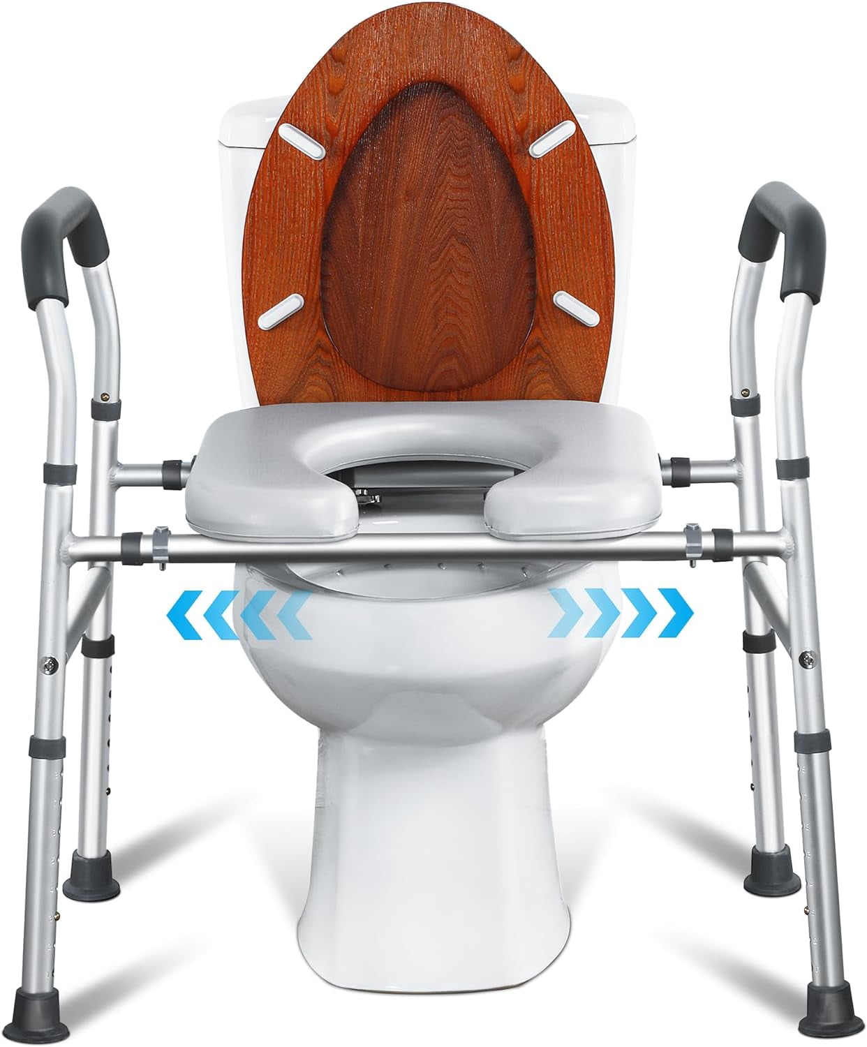 Raised Toilet Seat with Handles, Toilet Seat Riser for Seniors with ...