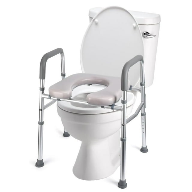 Raised Toilet Seat with Handles, Adjustable, Comfortable, for Elderly ...