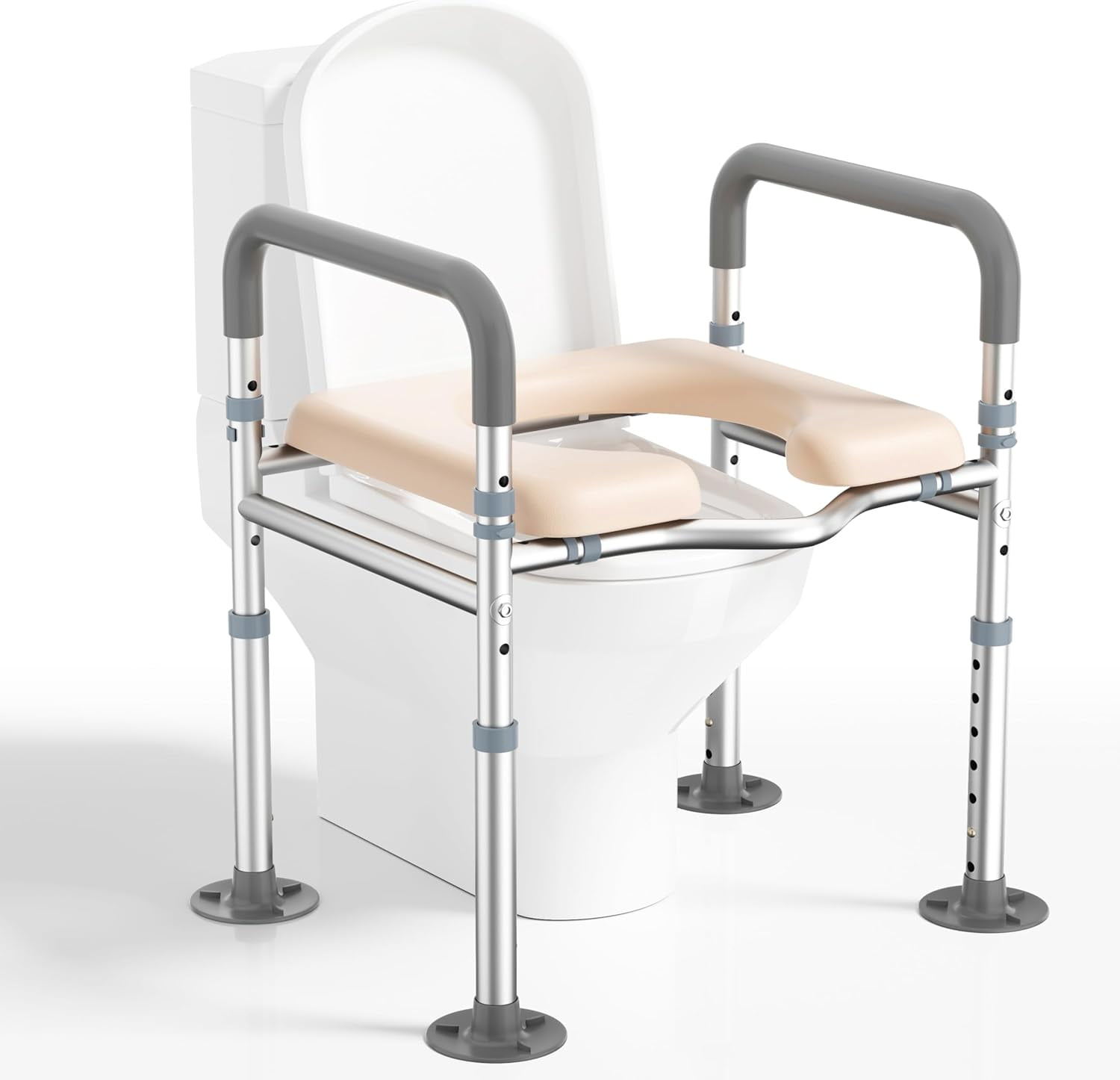 Raised Toilet Seat with Handles for Seniors, Heavy Duty Medical Safety ...