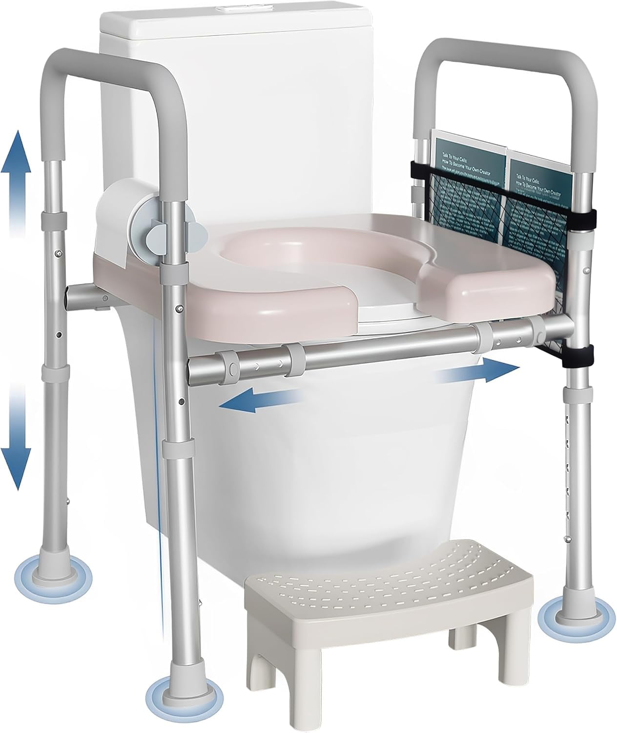 Raised Toilet Seat with Handles, Toilet Seat Riser for Seniors with ...