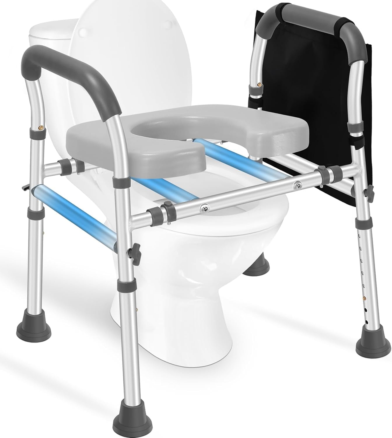 Raised Toilet Seat with Handles, Toilet Seat Riser for Seniors with ...