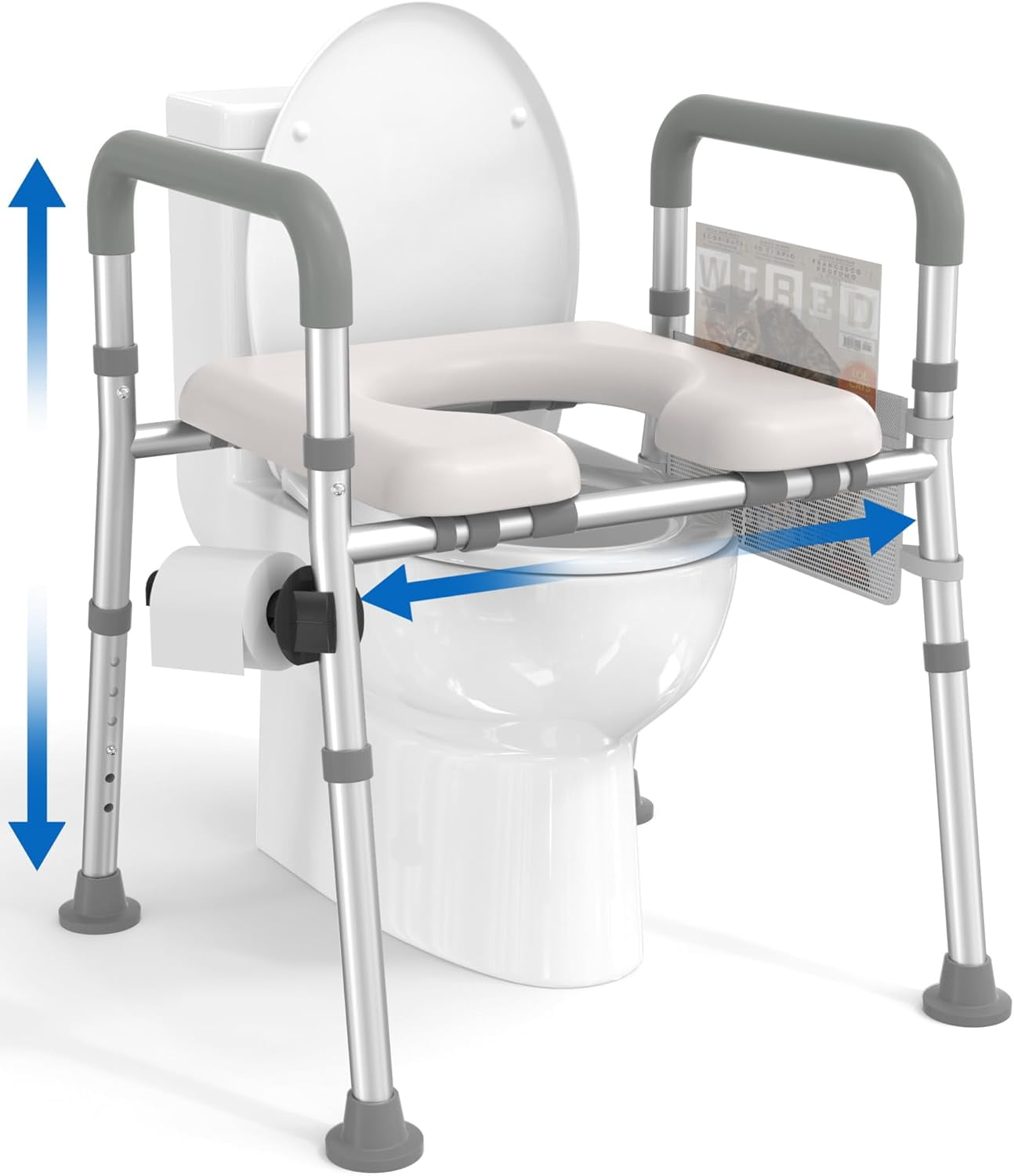 Raised Toilet Seat with Handles, Toilet Seat Riser for Seniors with ...