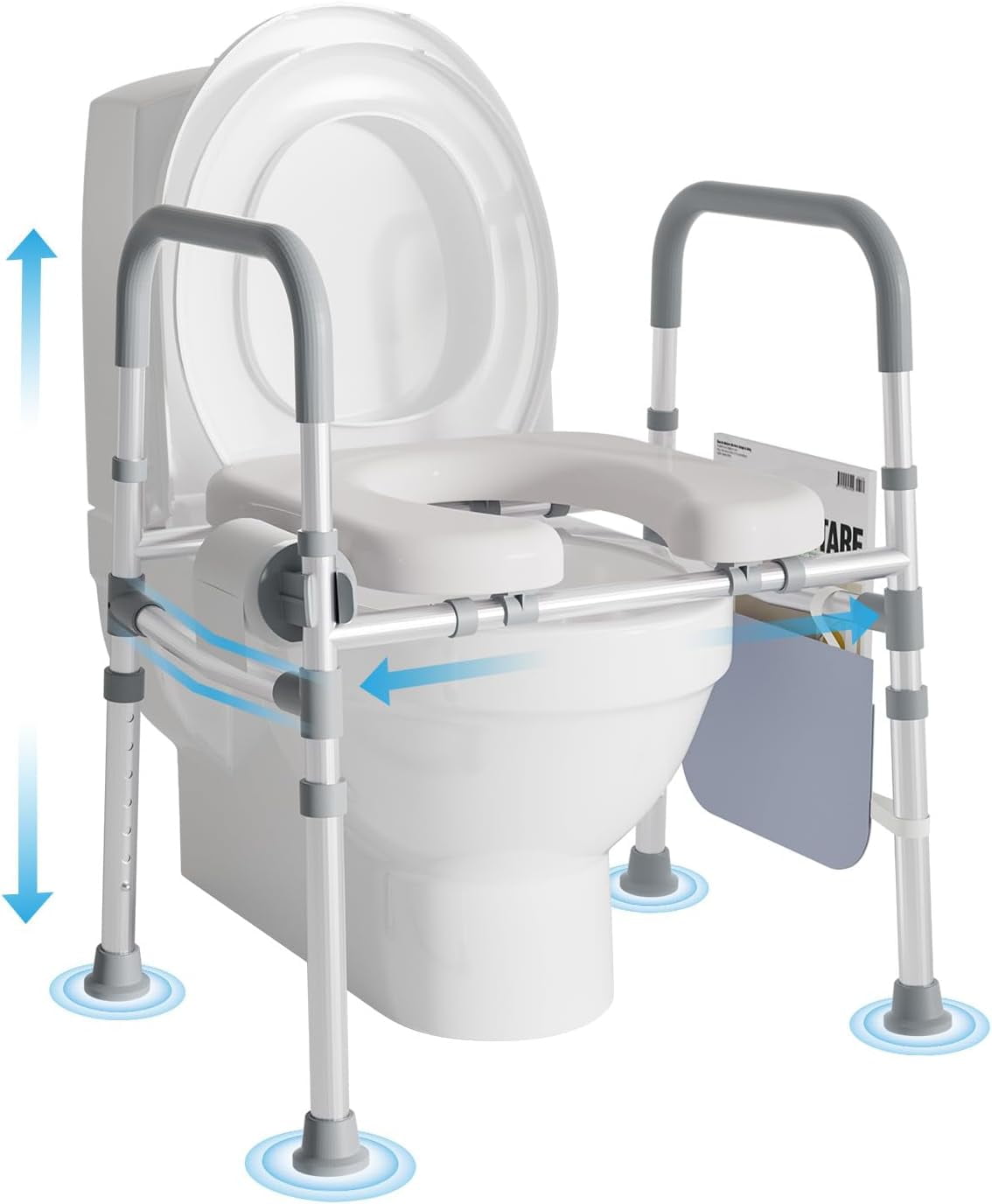 Raised Toilet Seat with Handles, Toilet Seat Risers for Seniors with ...