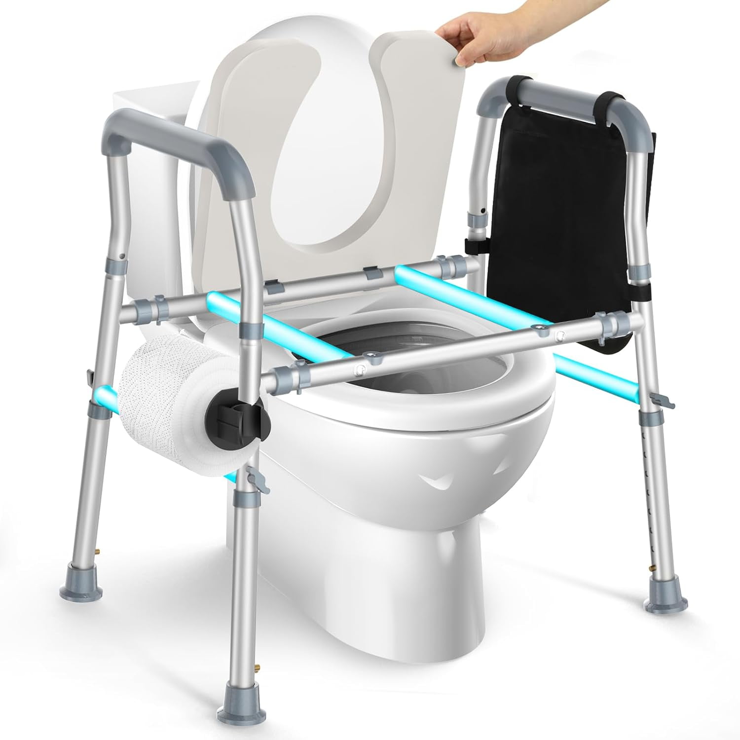Raised Toilet Seat with Handles, Toilet Seat Risers for Seniors with ...