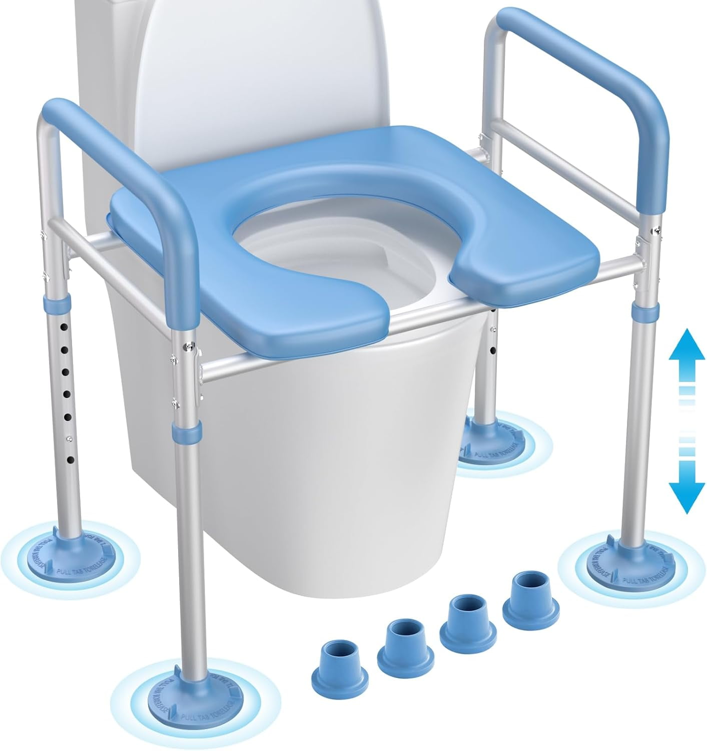 Raised Toilet Seat with Handles & Wide Padded(350LBS),Adjustable Height ...