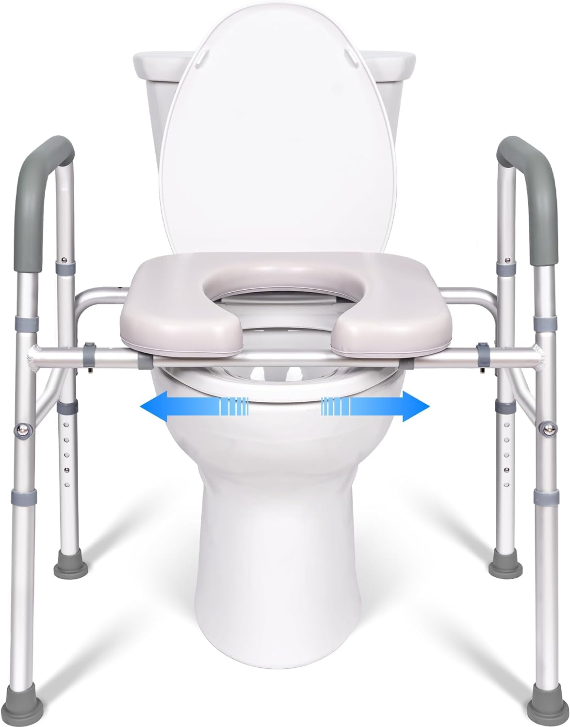 Raised Toilet Seat with Handles, Width and Height Adjustable Commode ...