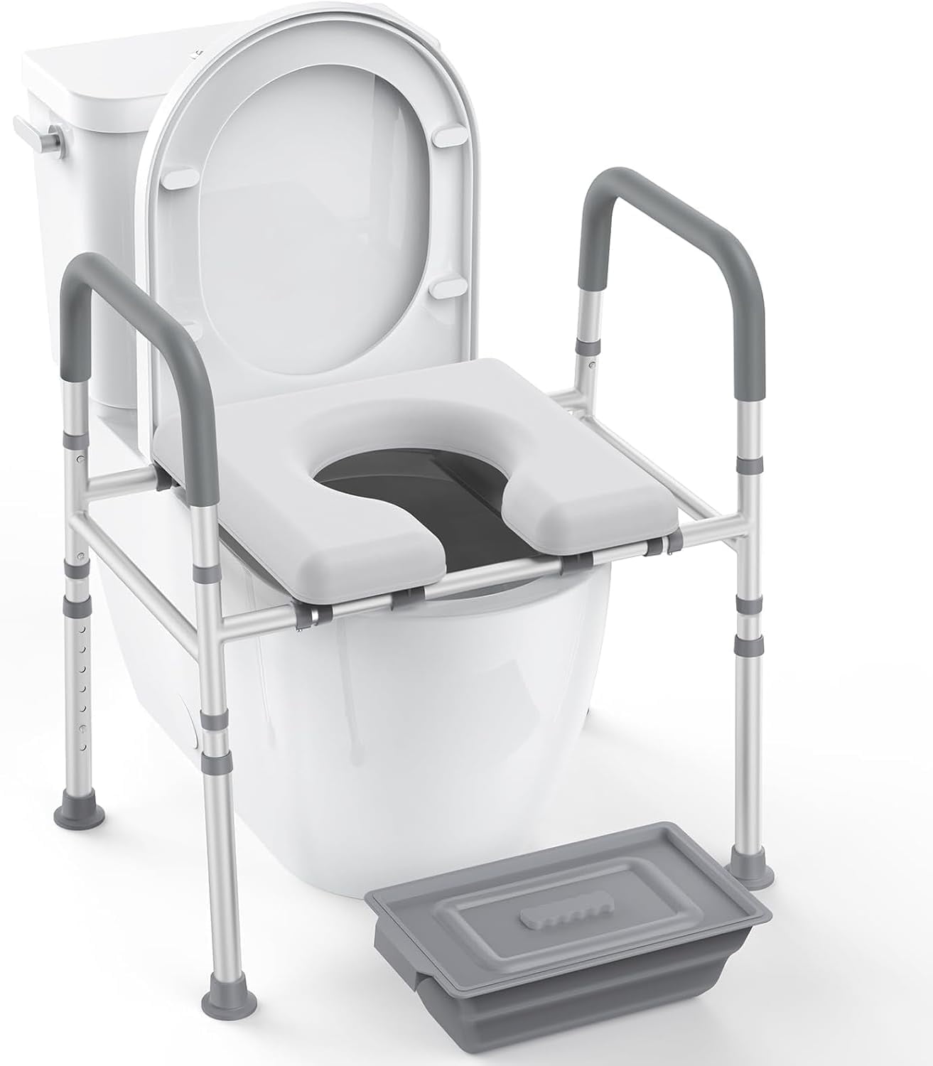 Raised Toilet Seat with Handles, Toilet seat Riser with Large Soft seat ...