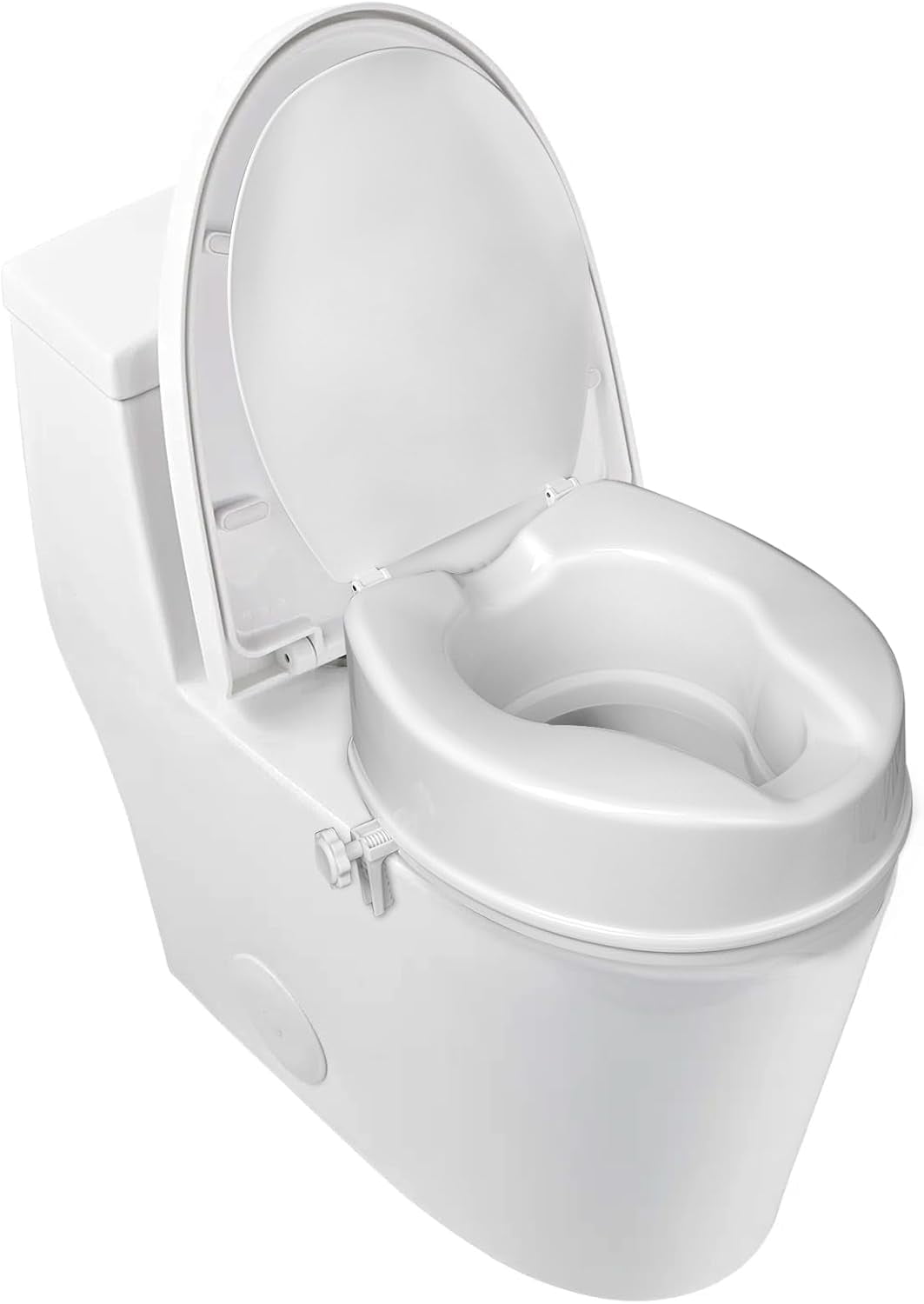 Raised Toilet Seat with Lid for Elderly, 4" High Toilet Seat for ...