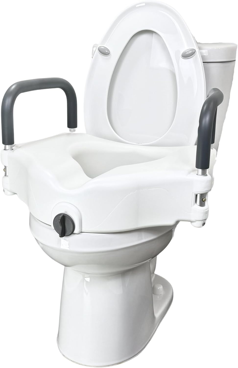Raised Toilet Seat with Padded Arms, Toilet Seat Riser with Handles ...