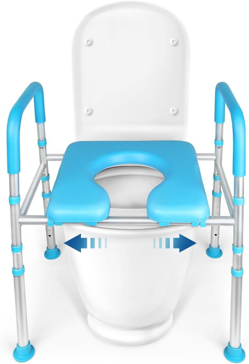 Raised Toilet Seat Riser with Handles, Premium Elevated Stable Commode ...