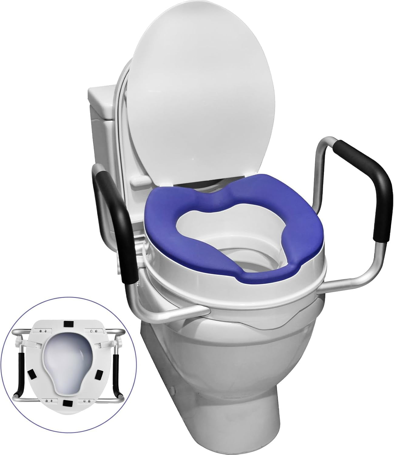 Raised Toilet Seat for Seniors(330 lbs),Elevated Riser with Adjustable ...