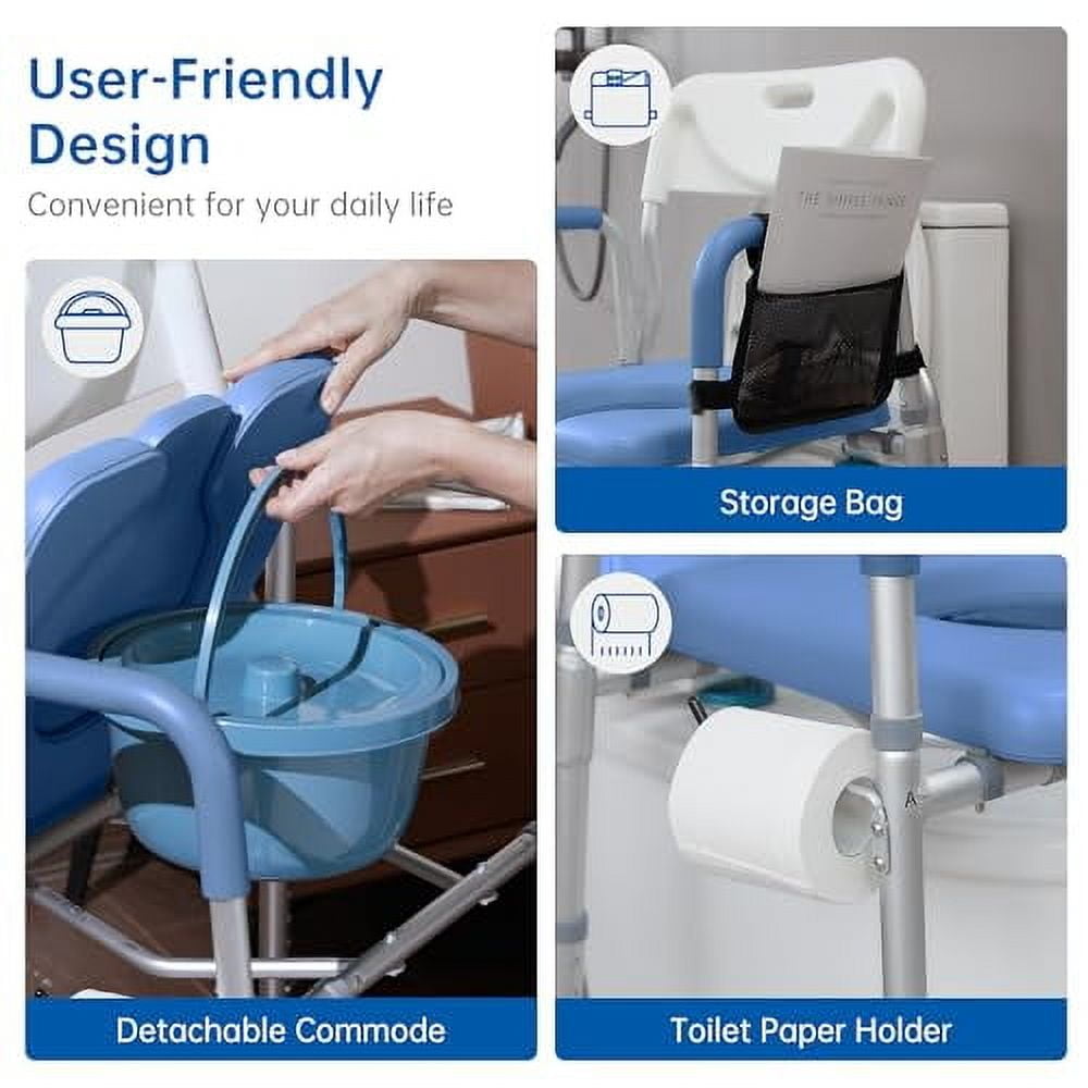Raised Toilet Seat with Armrest and Backrest, Elevated Toilet Seat ...