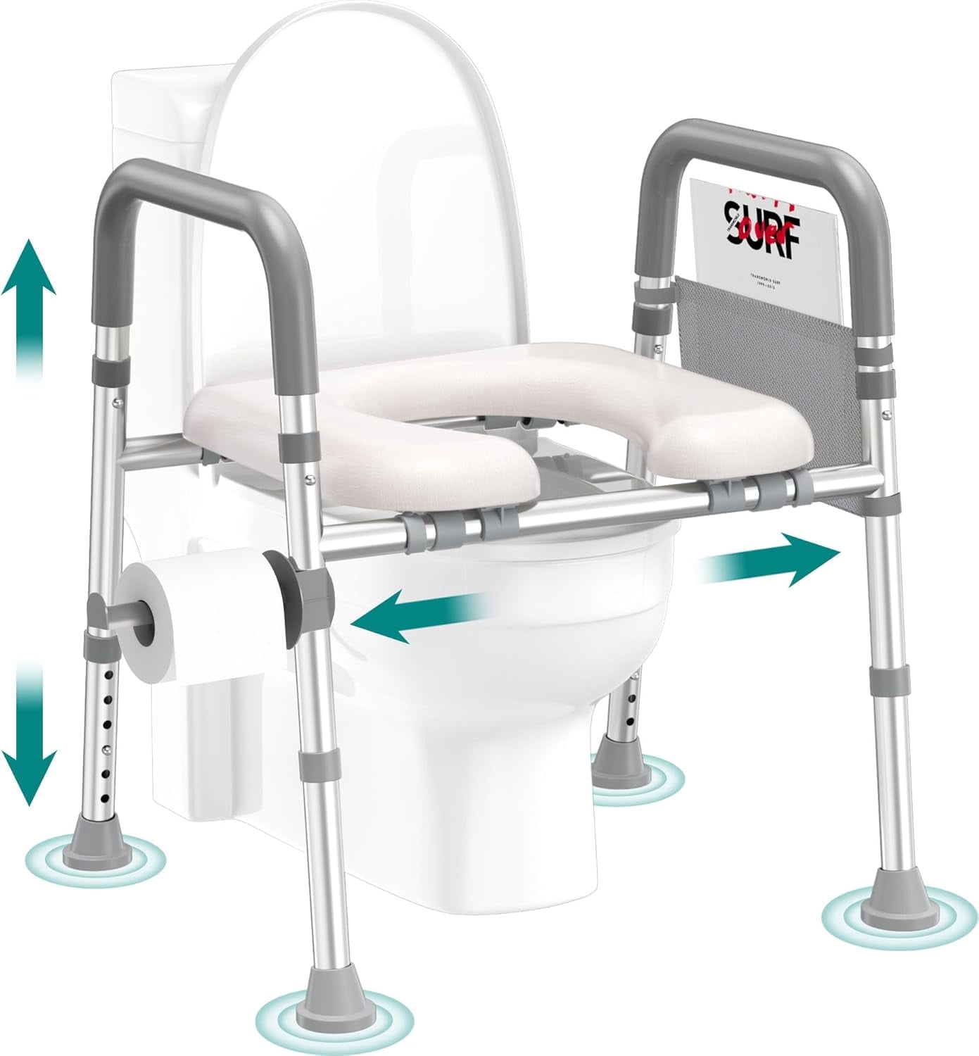 Raised Toilet Seat with Handles - Adjustable Height & Width, 400lb ...