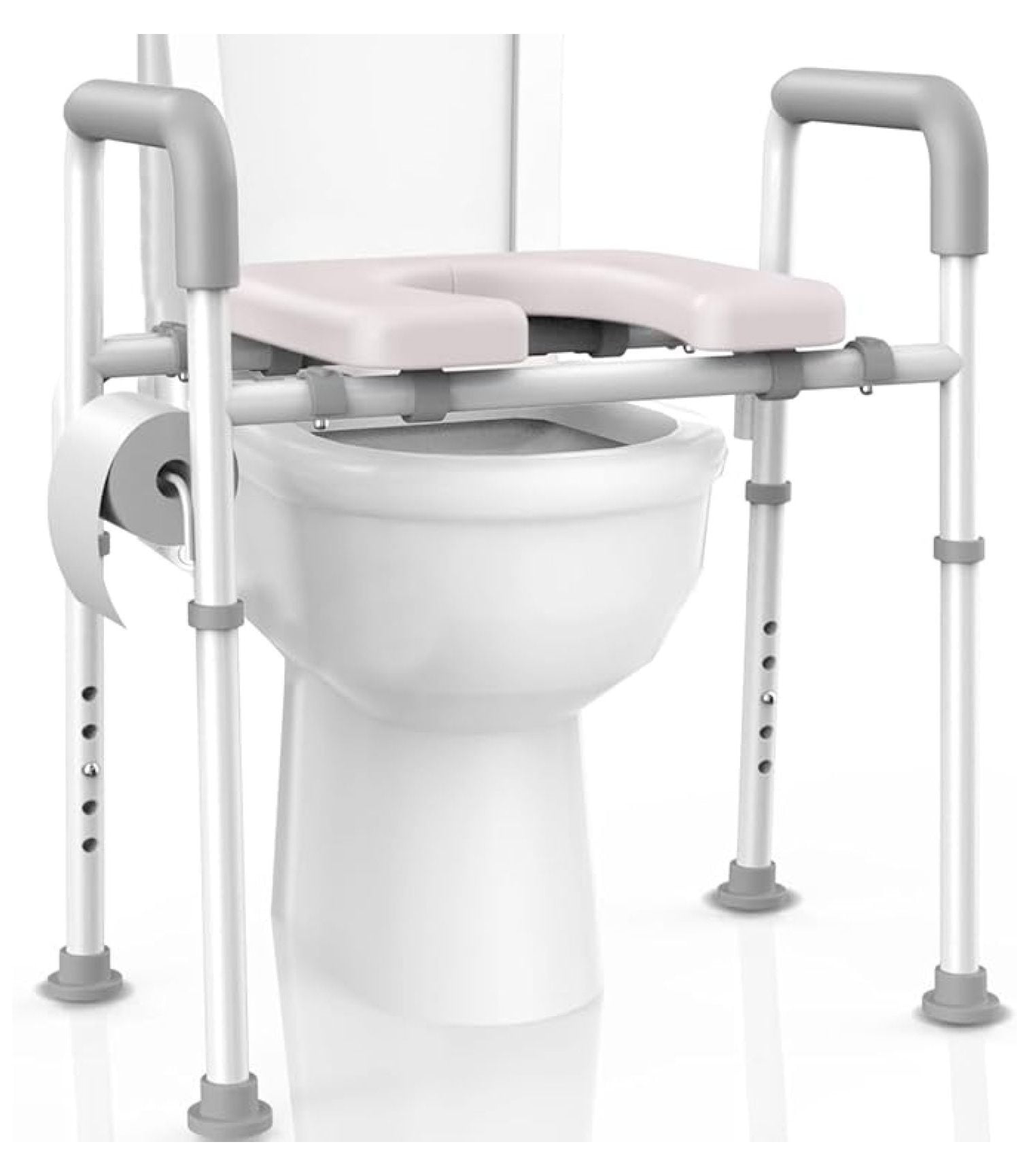 Raised Toilet Seat with Handles - Adjustable Riser for Seniors, 300lbs ...