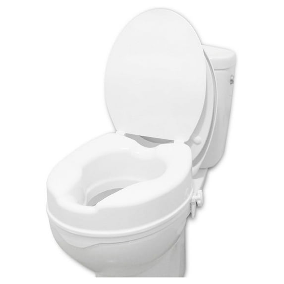 Raised Toilet Seat with Lid for Elderly 4" High, Fits Round and ...