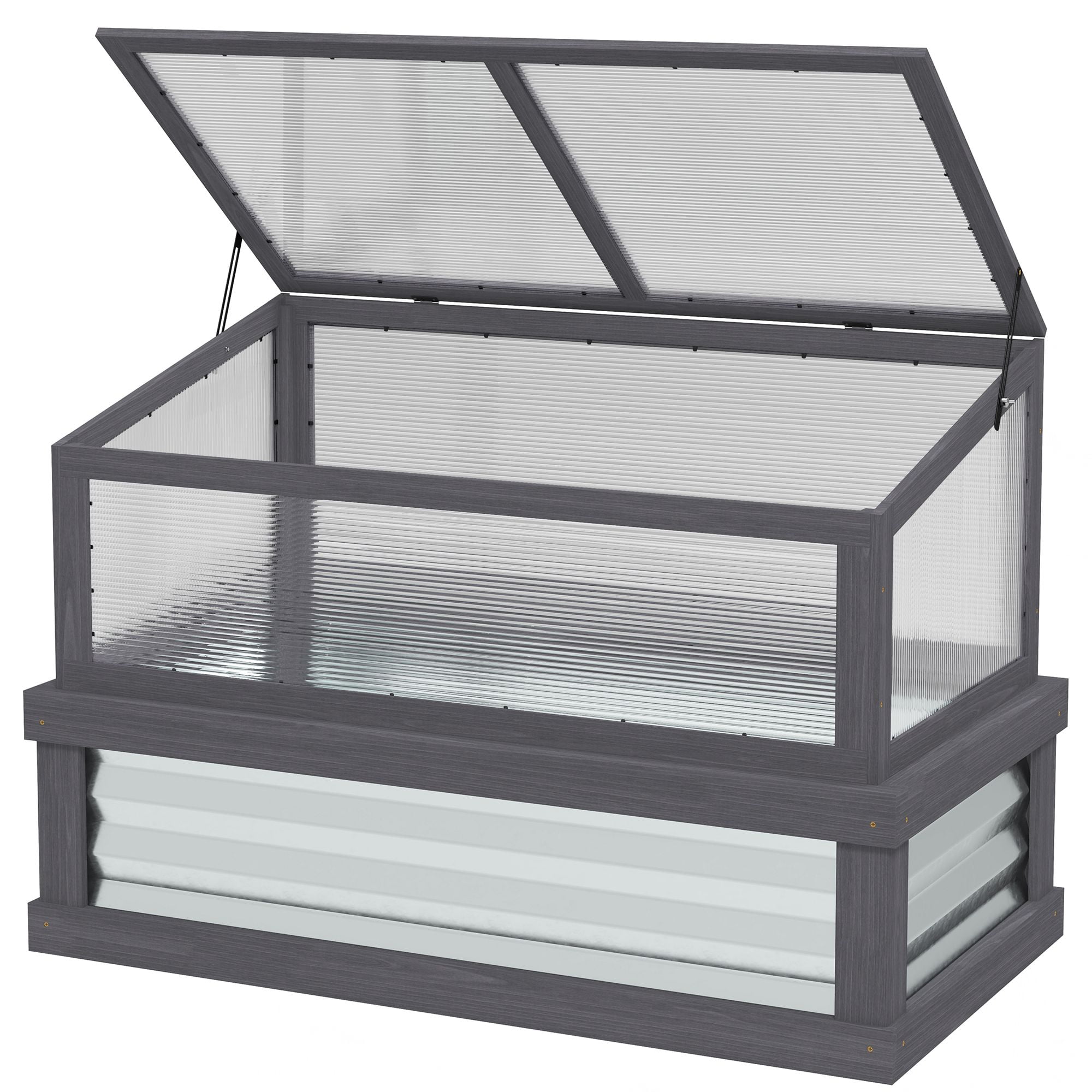 Raised Wooden Planter Box with Attached Greenhouse Cover, 41x22.5x28.25 ...