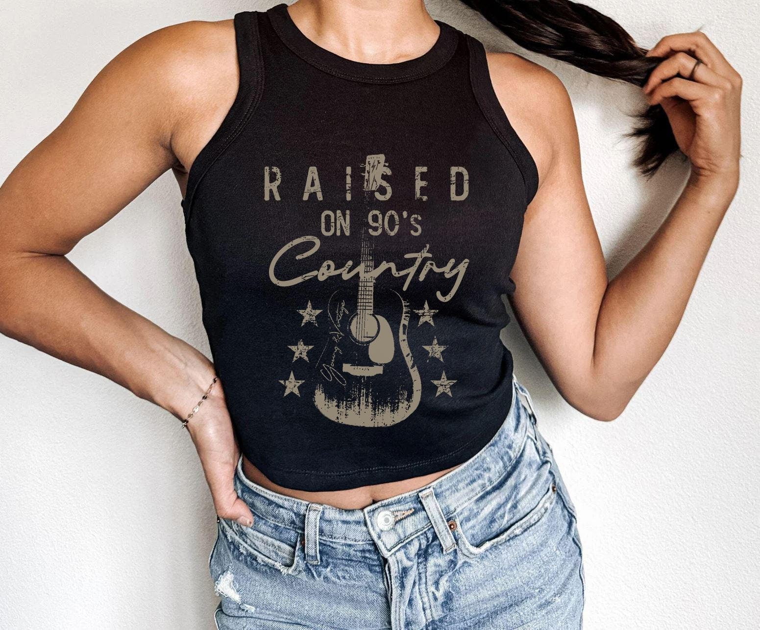 Raised on 90s Country Tank Top, Vintage 90s Country Tee, Western Tank ...