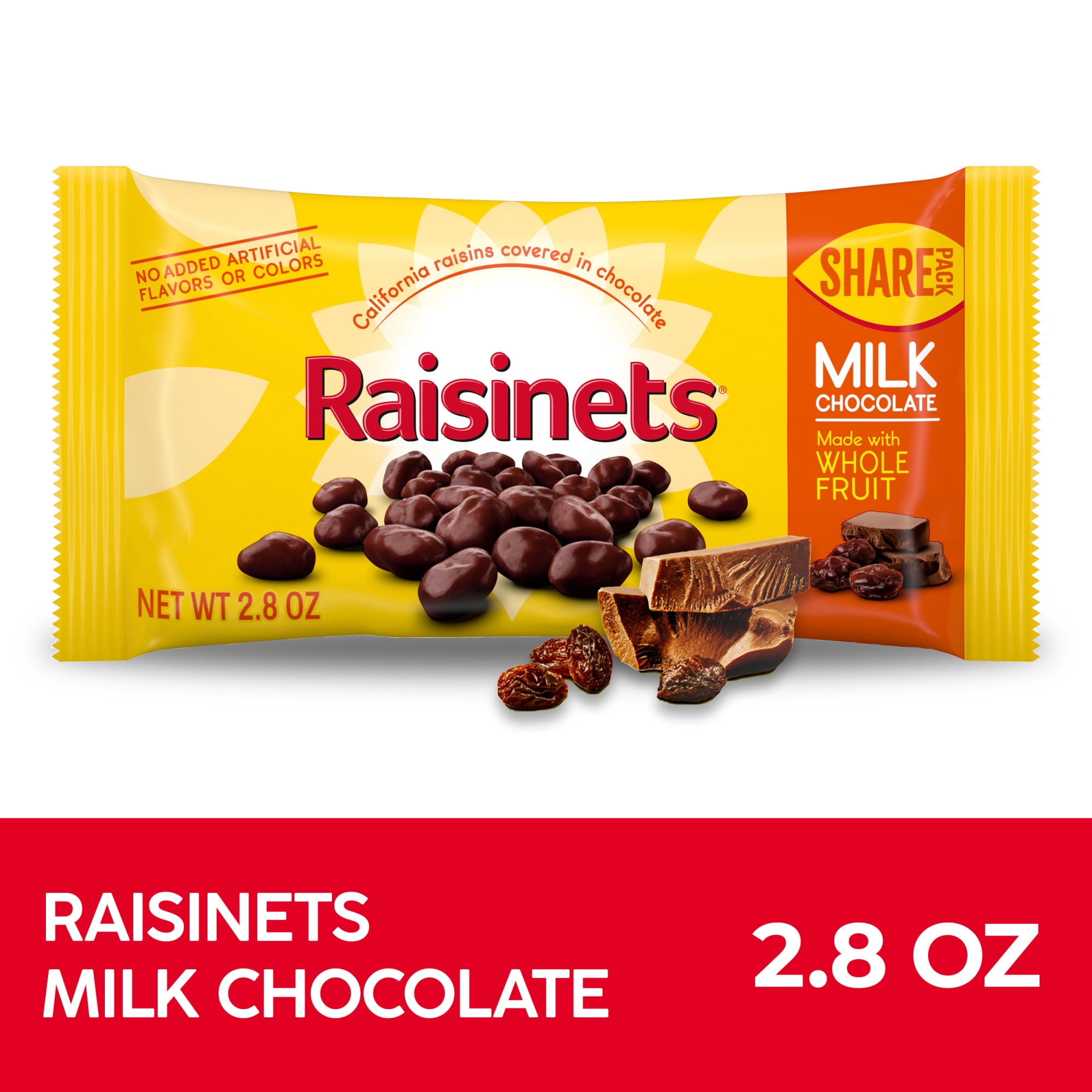 Raisinets, Milk Chocolate Covered California Raisins, Sharepack, 2.8oz ...
