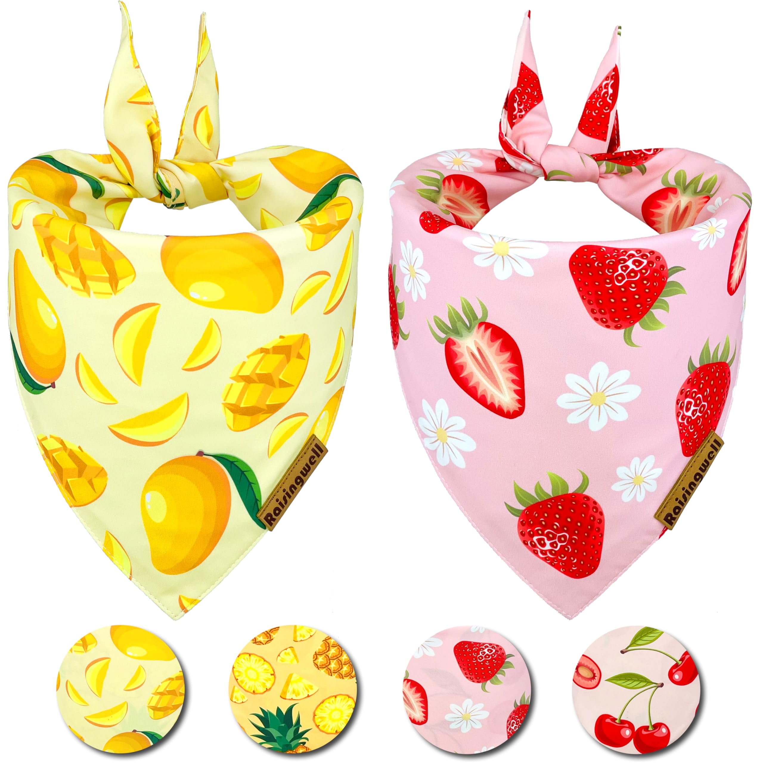 Raisingwell Summer Fruit Dog Bandanas 2 Pack 4 Pattern Reversible ...