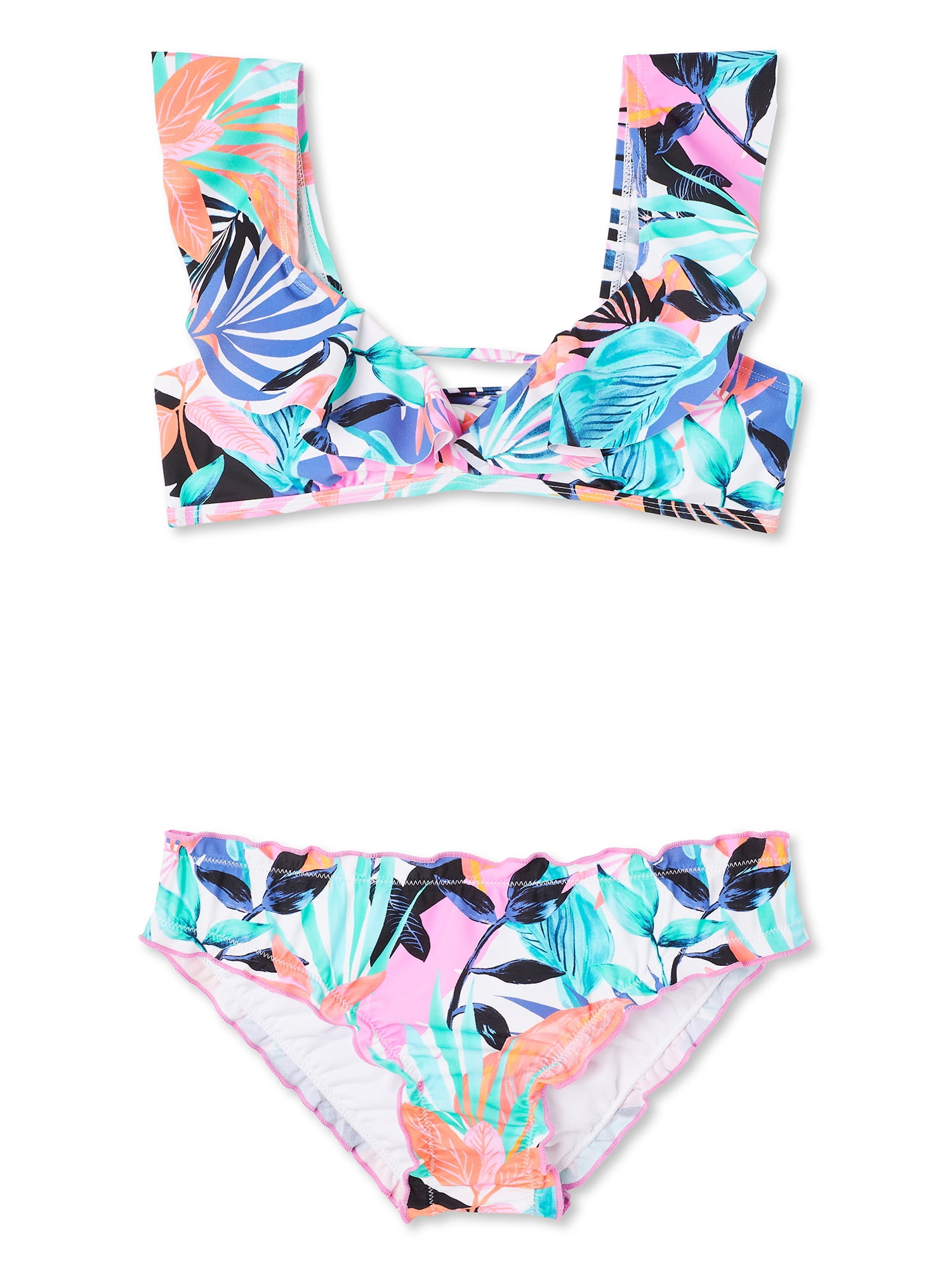 Raisins Girls Pali Ruffle Strap Bralette & Bottom, 2-Piece Set, Sizes 7 ...