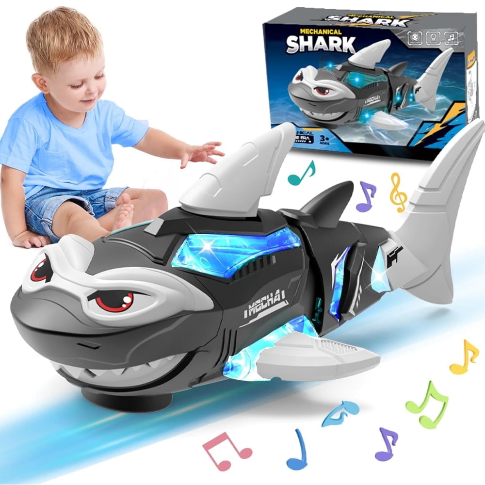 Raistyw Crawling Shark Toys Electric Mechanical Shark Toy with Lights ...