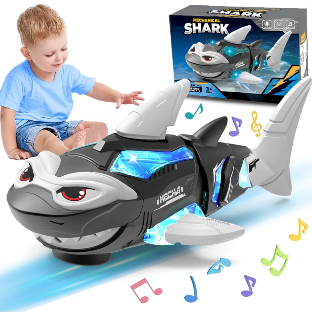 Raistyw Crawling Shark Toys Electric Mechanical Shark Toy with Lights ...