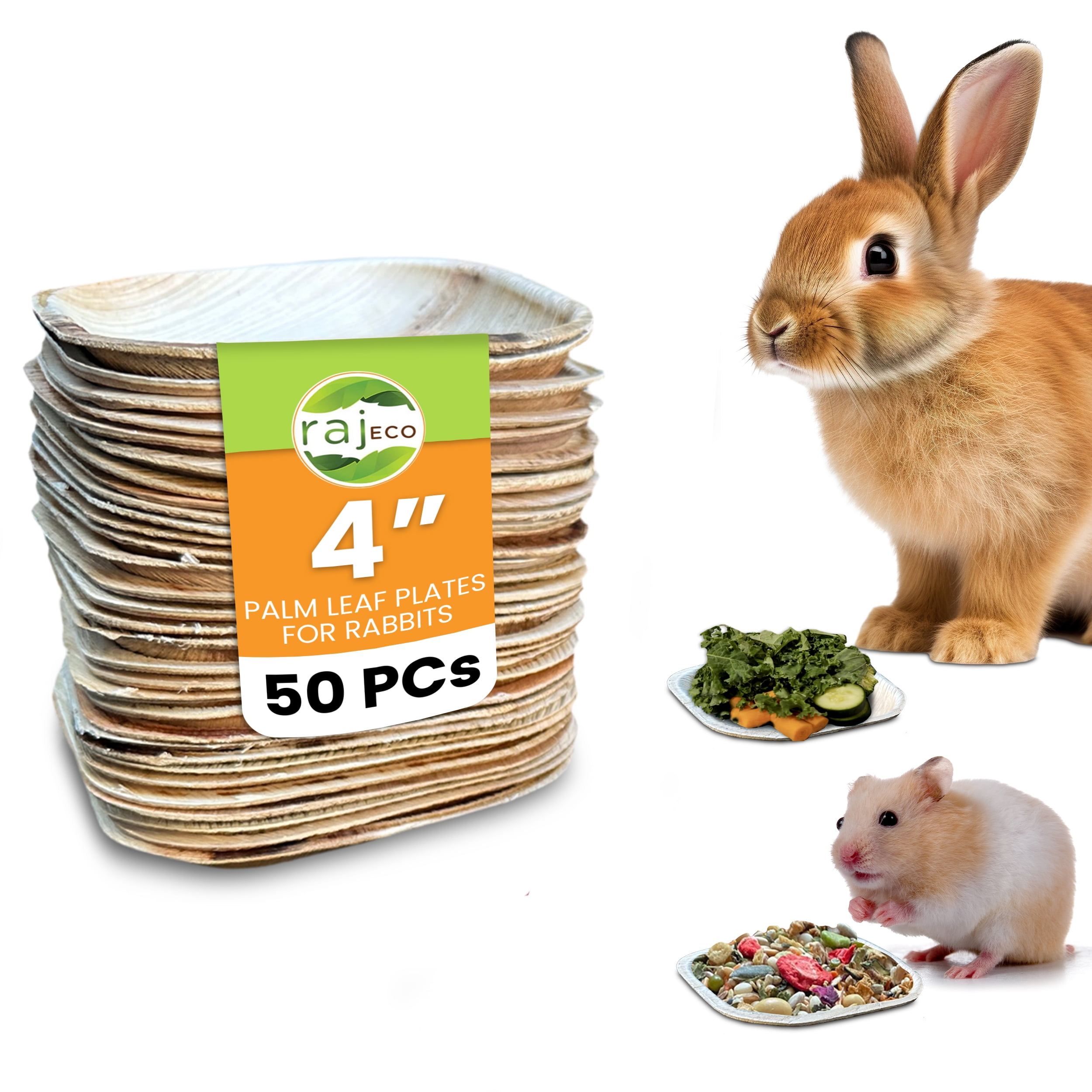 Raj Disposable Palm Leaf Plates for Rabbits I 50 Count – 4 ...