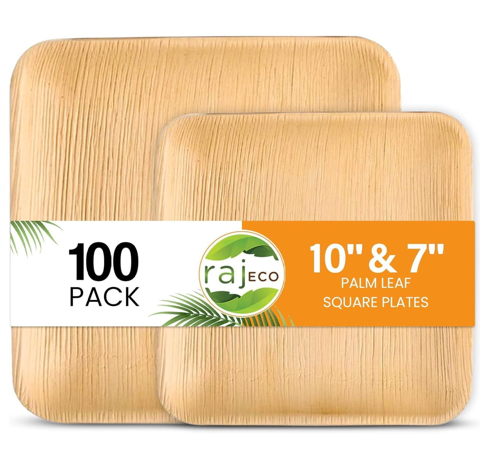 Raj Eco Compostable Palm Leaf Plates Like Bamboo Plates Disposable - 10 ...