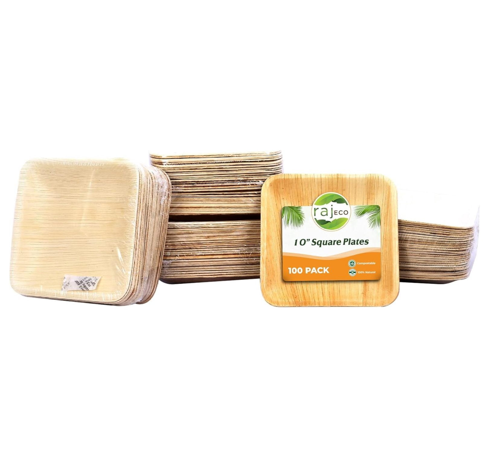Raj Palm Leaf Plates 10" 100 Square Plates like Bamboo plates ...