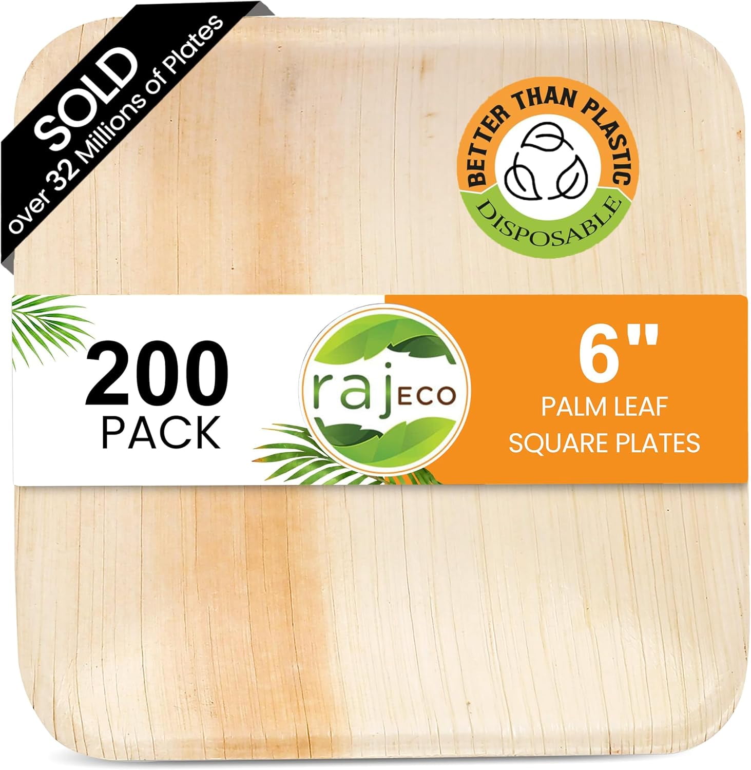 Raj Palm Leaf Plates [200-Pack] 6" Square Plates like Bamboo plates ...