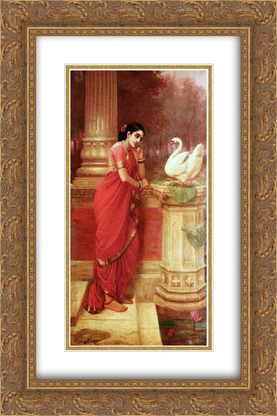 Raja Ravi Varma 2x Matted 16x24 Gold Ornate Framed Art Print 'Hamsa ...