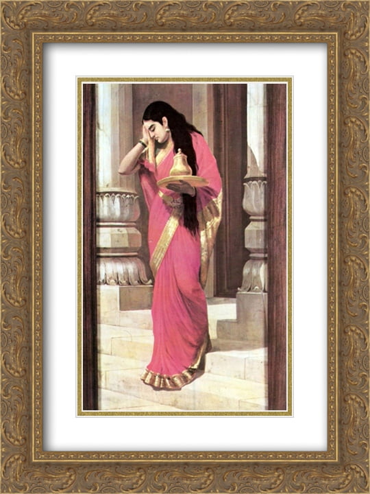 Raja Ravi Varma 2x Matted 20x24 Gold Ornate Framed Art Print 'Pleasing ...