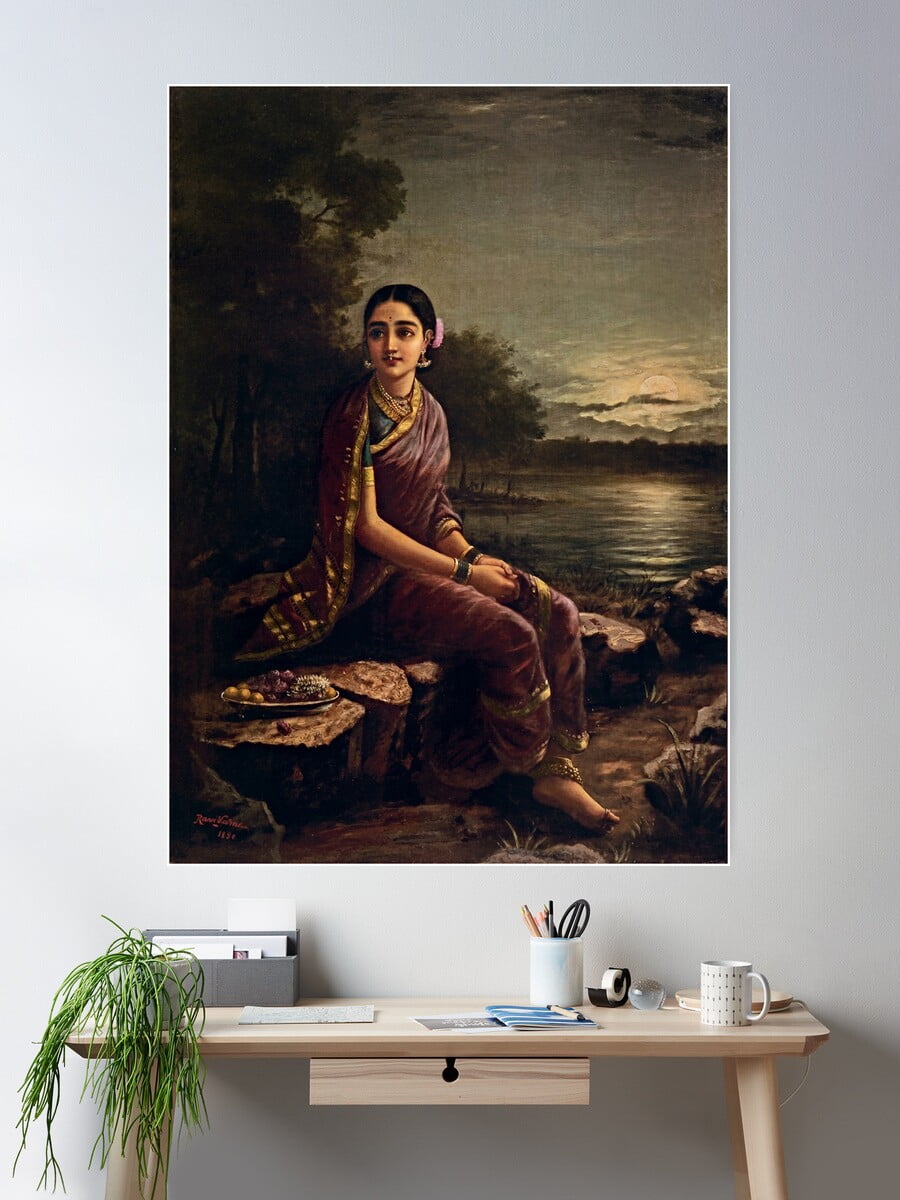 Raja Ravi Varma - Radha In The Moonlight Poster Wall Art, Modern Wall ...