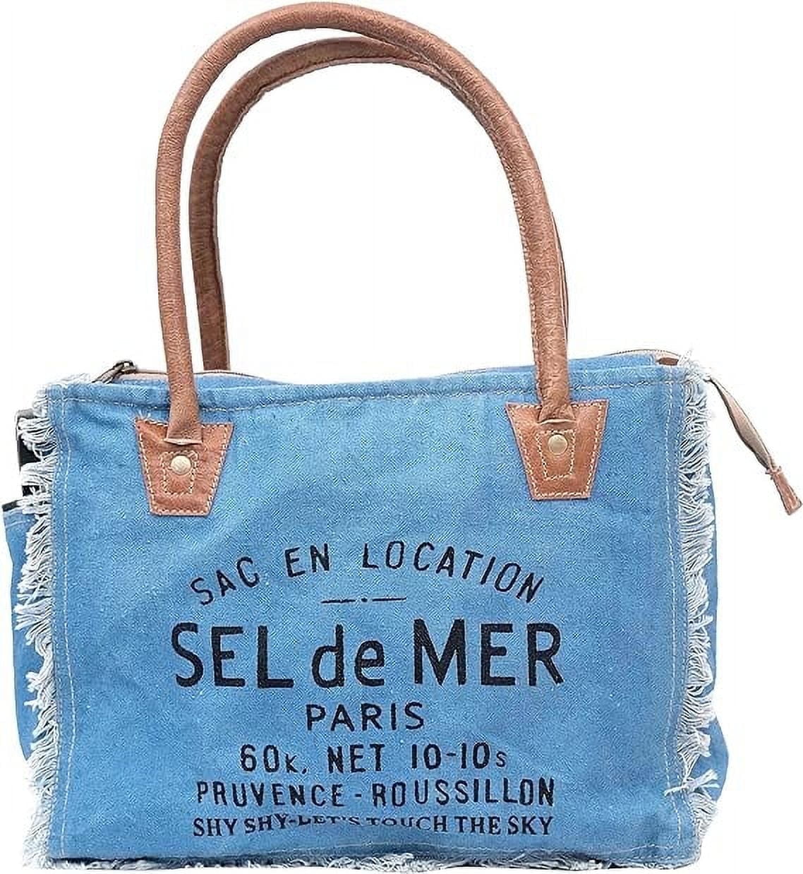 Rajeriya Sel de Mer Upcycled Large Canvas Crossbody Bag & Cowhide Tote ...