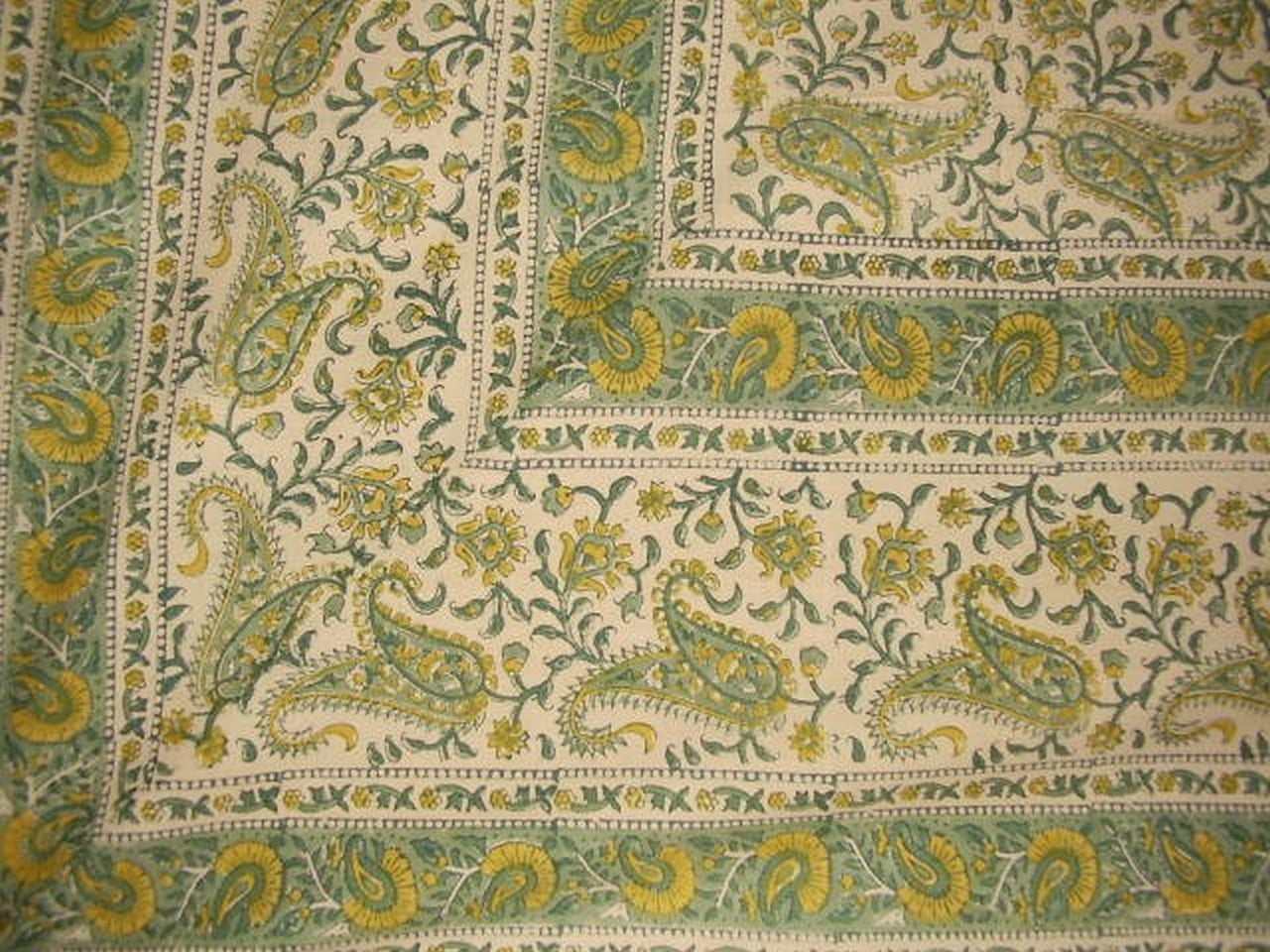 Rajasthan Block Print Paisley Tapestry Cotton Spread 104" x 70" Twin ...