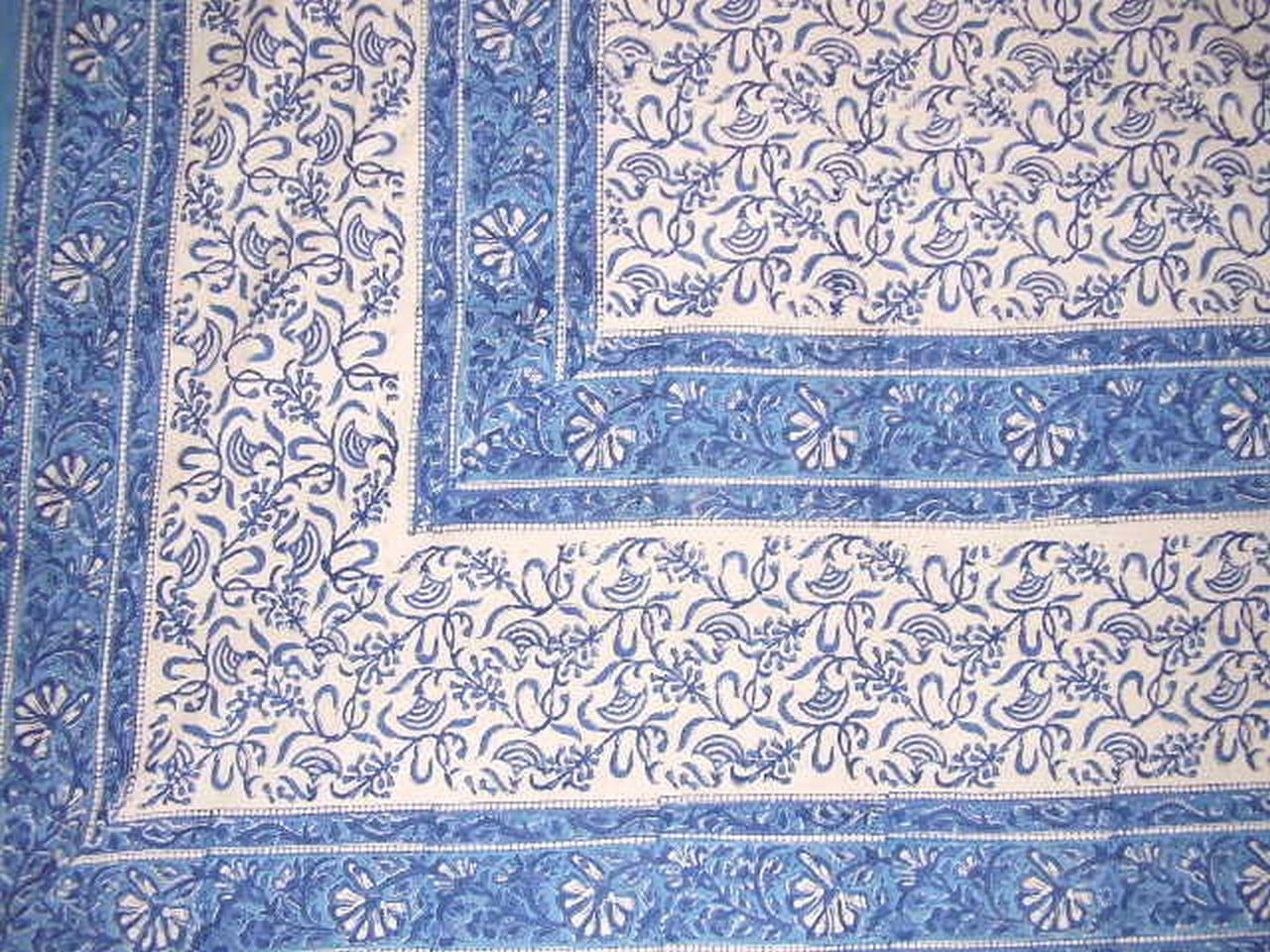 Rajasthan Block Print Tapestry Cotton Spread 106" x 70" Twin Blue ...