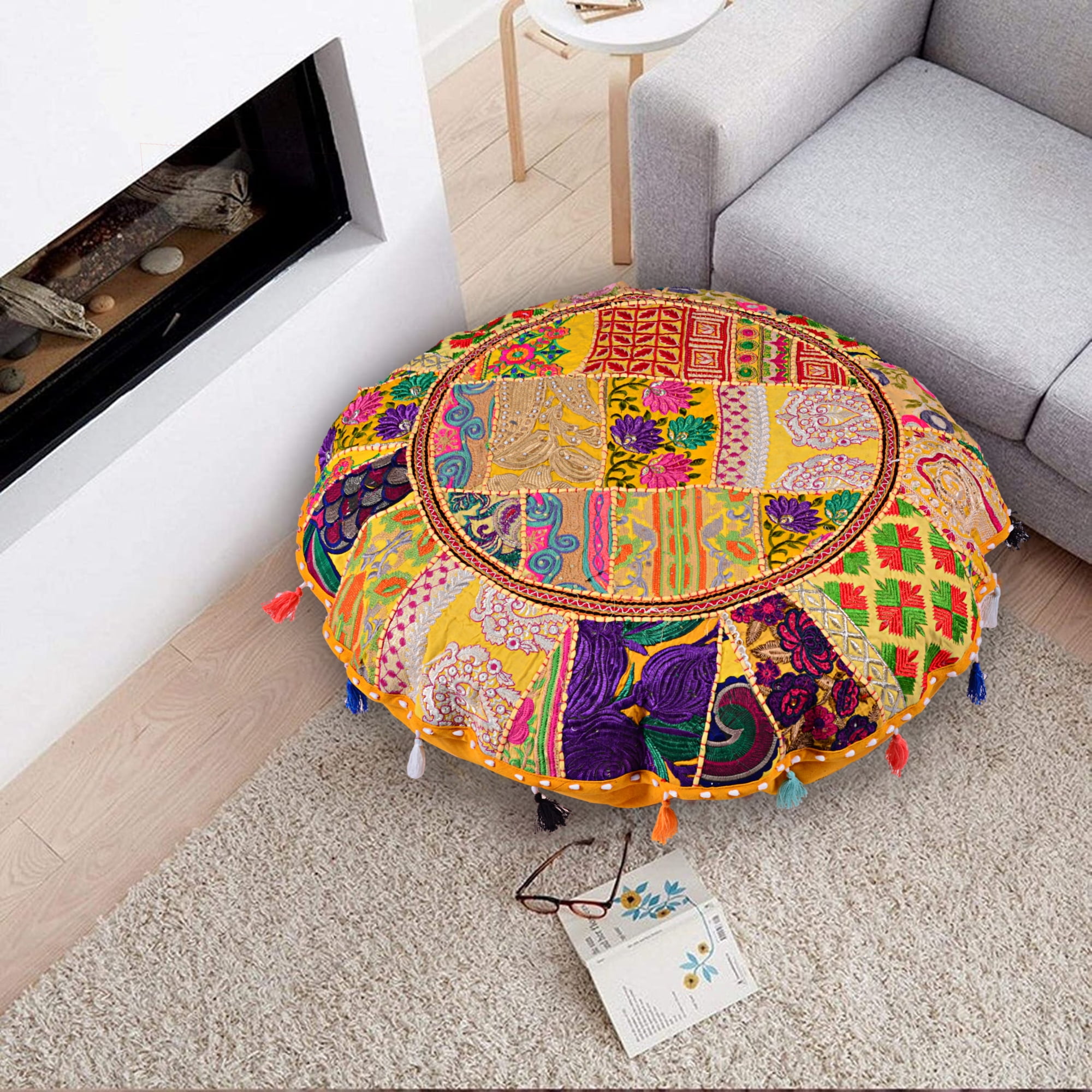 Rajasthani Handmade Colorful Decorative Floor Pillow Cover Meditation ...