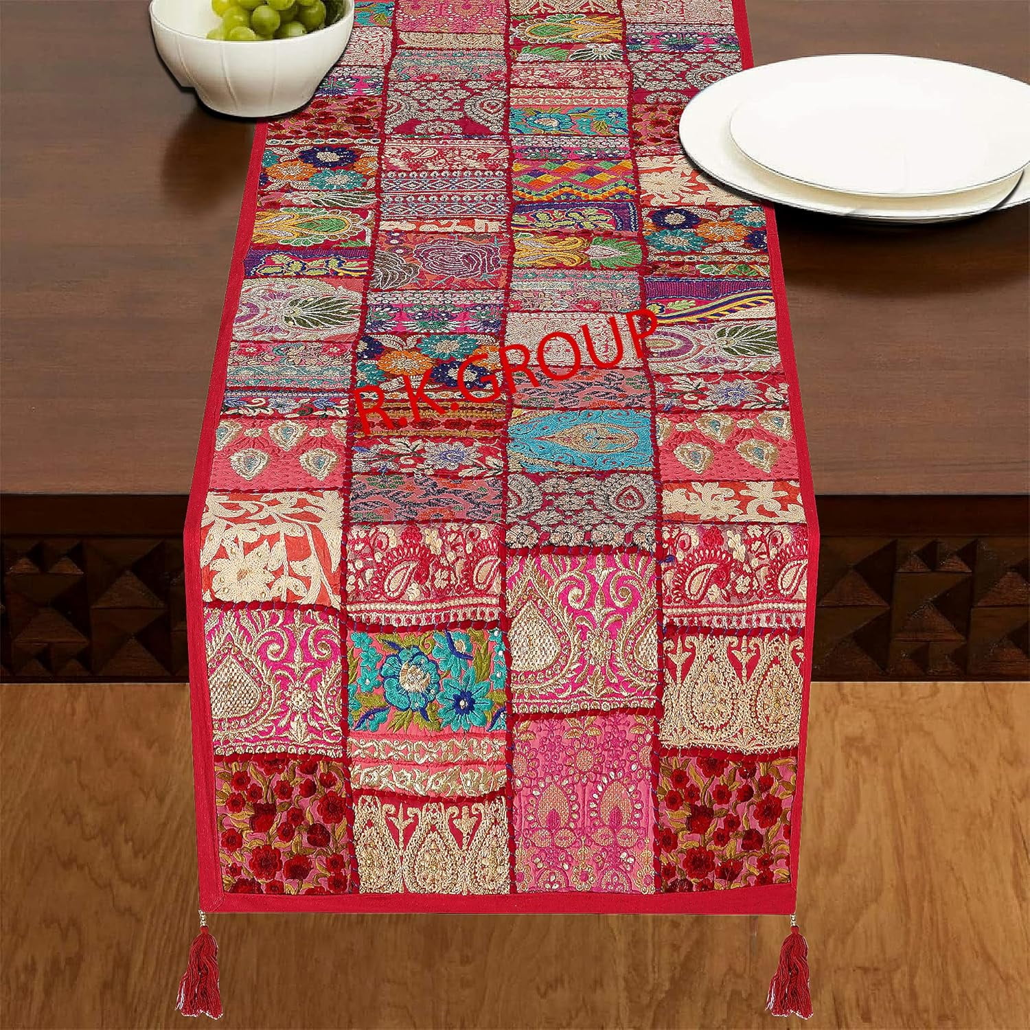 Rajasthani Handmade Table Runner Indian Design Embroided Cotton Ethnic ...