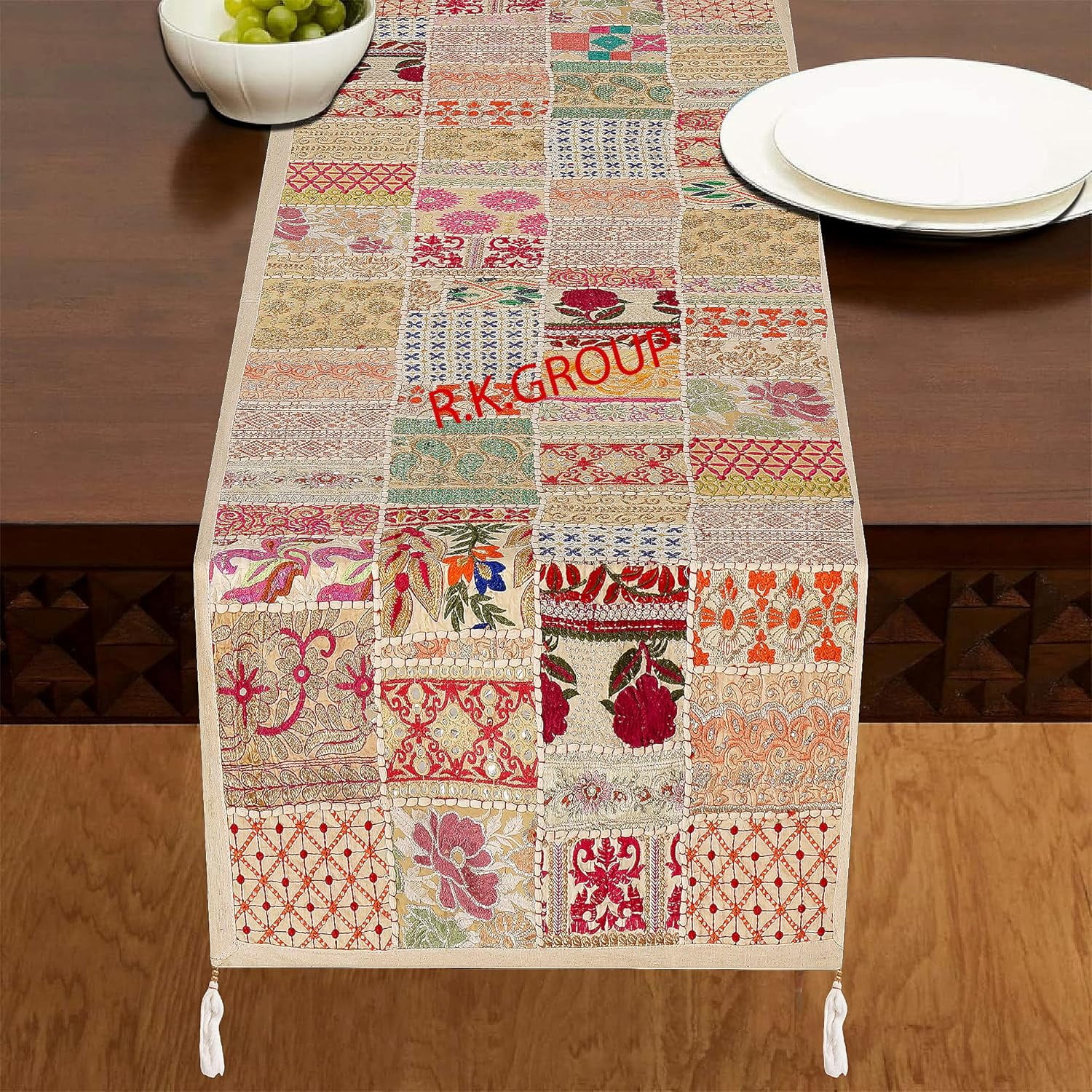 Rajasthani Handmade Table Runner Indian Design Embroided Cotton Ethnic ...