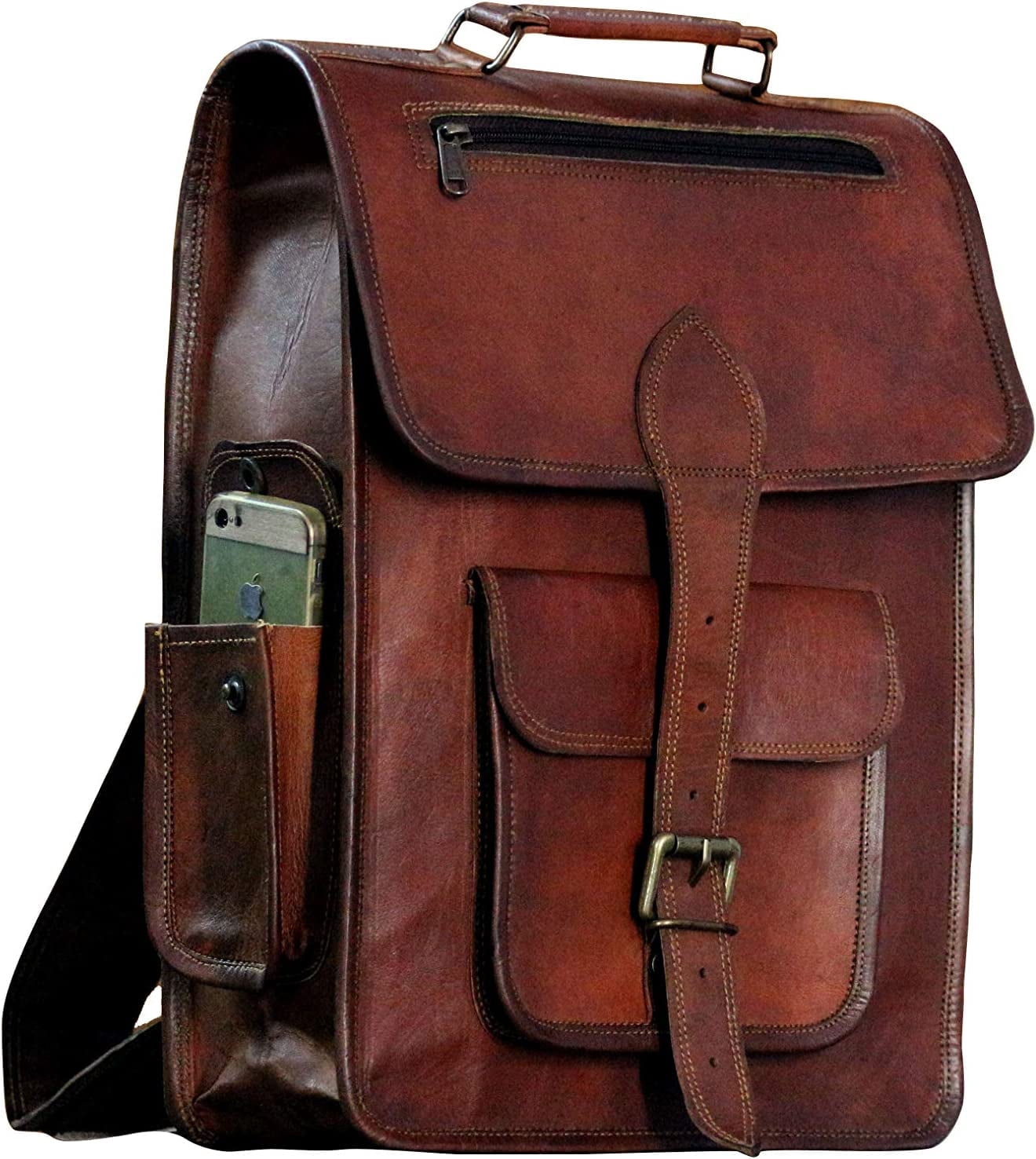 Rajeriya-16" Vintage leather Backpack Laptop Messenger Bag Lightweight ...