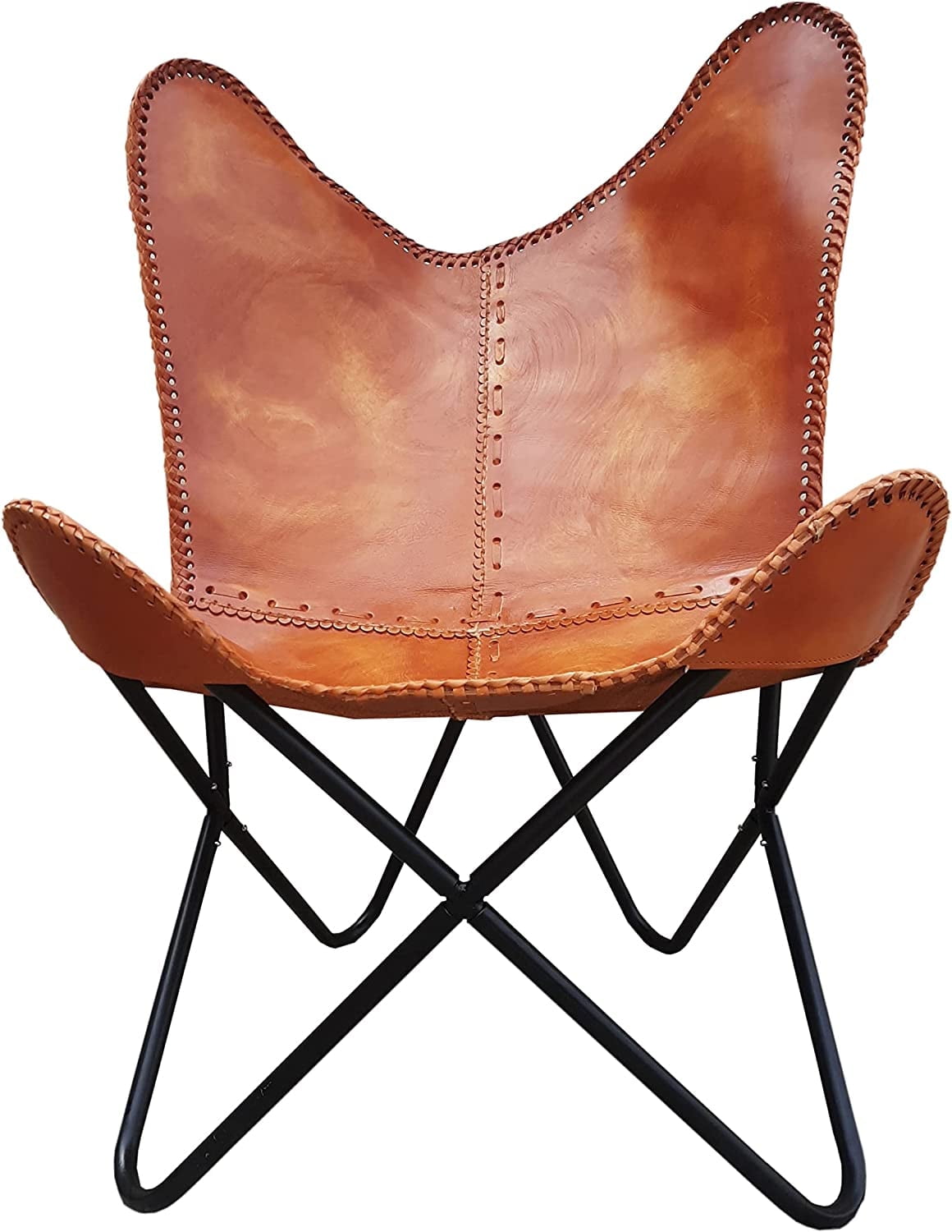 Rajeriya-Classy Handmade Leather Living Room Chairs-Butterfly Chair Tan ...