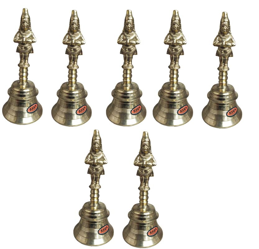 Rajesh Metal Brass Pooja Bell Puja Hand Bell Ghanti for Poojan Set of 7 ...