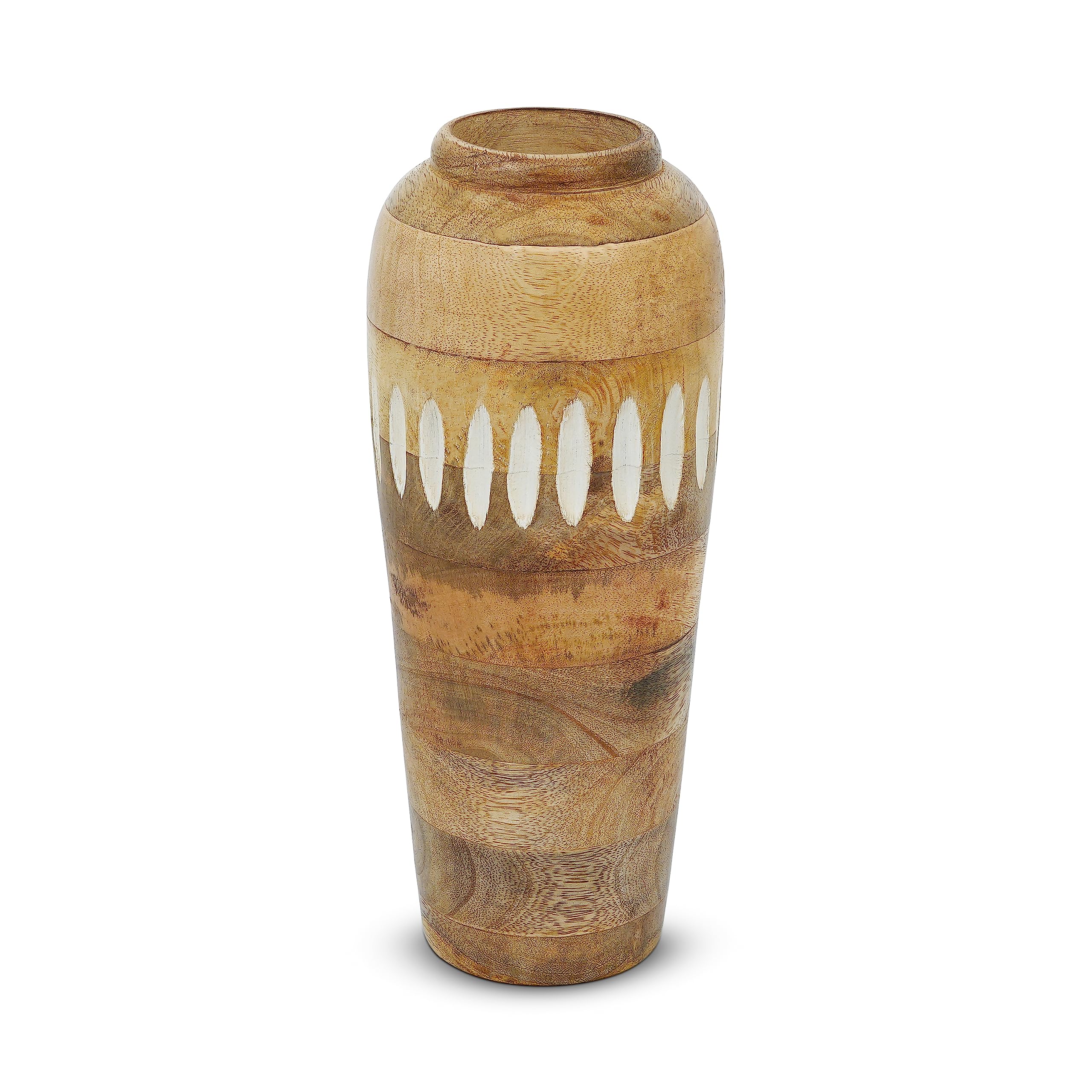 Rajiv Large Wood Vase (Natural Whitewash, 12 x 3.5 x 2.5) - Mango Wood ...