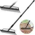 Garden Rake, 49 inch Long Handle with 17 Tongs, Heavy Duty Metal Rake ...