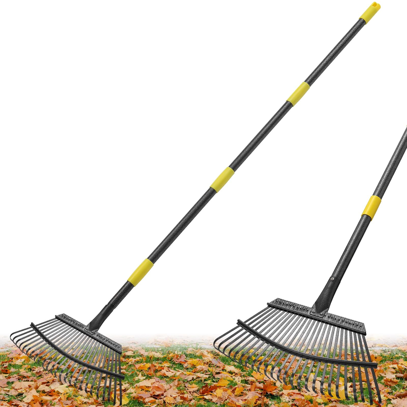 Rake, 65 Inch Long, 25 Tines BSL1 Large Metal Garden Rake for Leaves ...