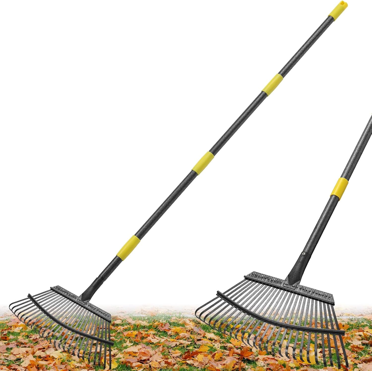 Rake, 65 Inch Long, 25 Tines Large Metal Garden Rake for Leaves, Heavy ...