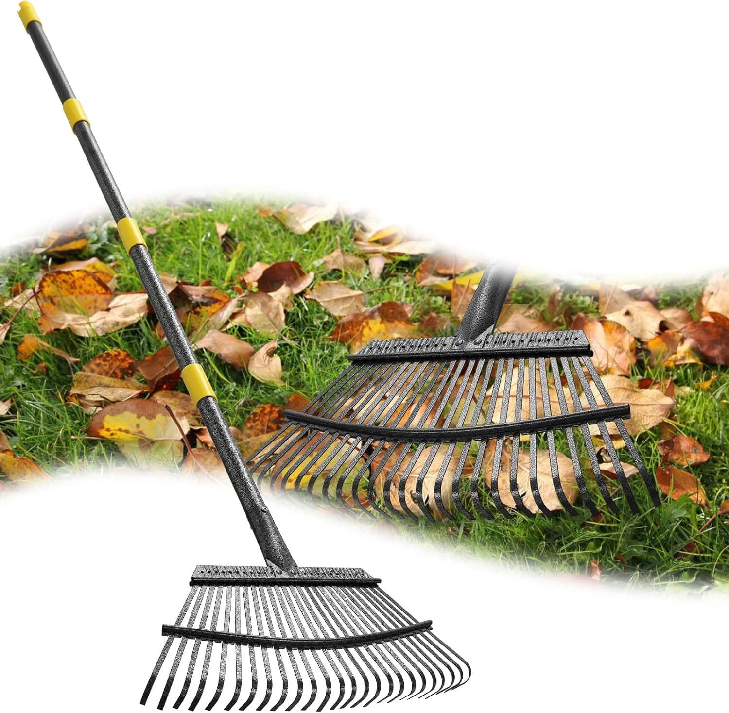 Rake, 65 Inch Long Handle,18 Inch Wide Large Garden Rake for Leaves ...