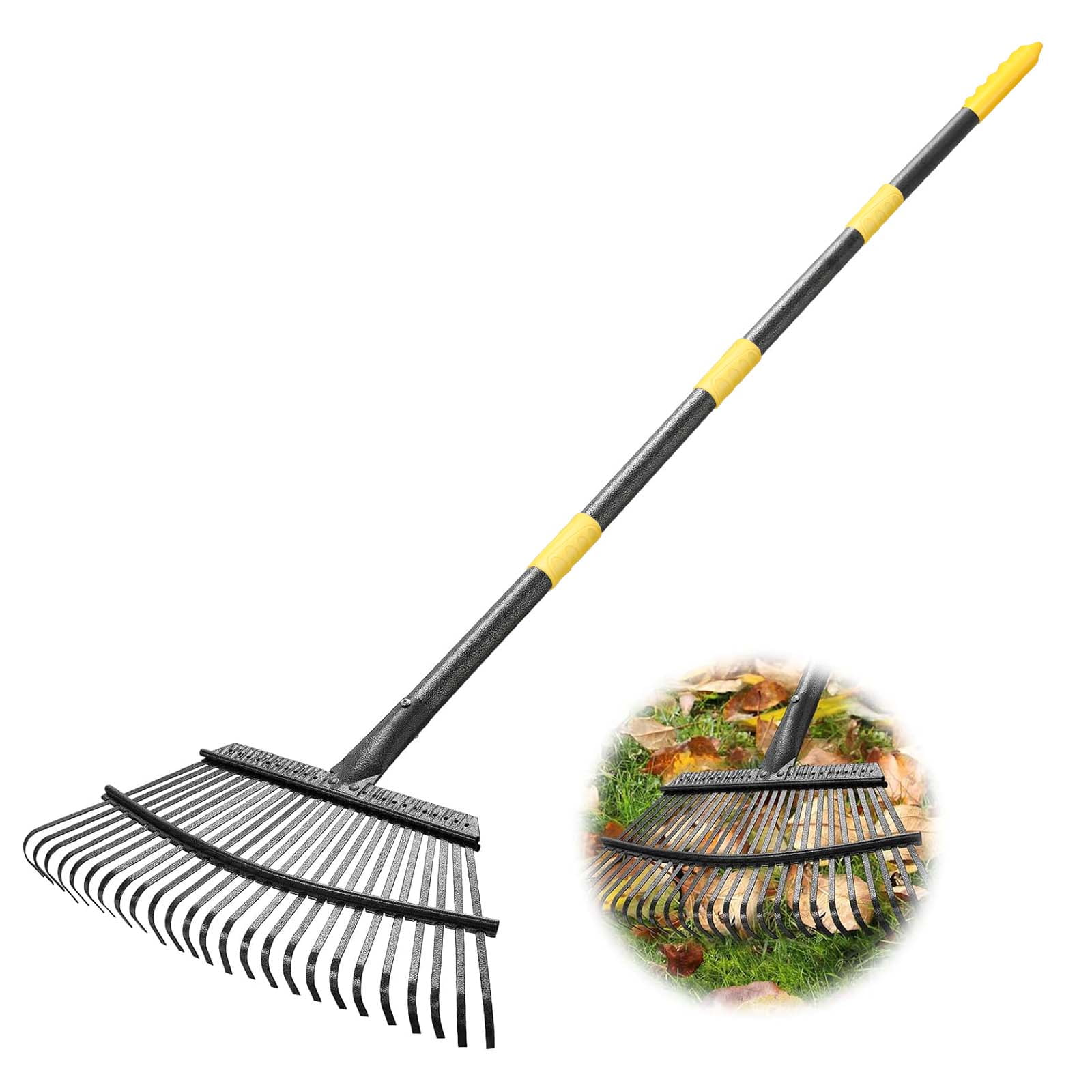 Rake - 69.3 Inch Long Garden Leaf Rake, 19.7 Inch Wide Heavy Duty Leaf ...