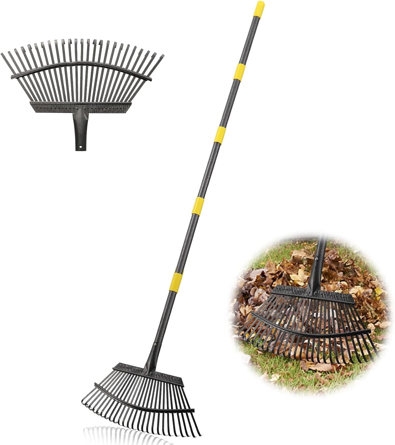 Rake, Garden Rake for Leaves, Leaf Rake Heavy Duty for Yard,Lawn,Shrub ...