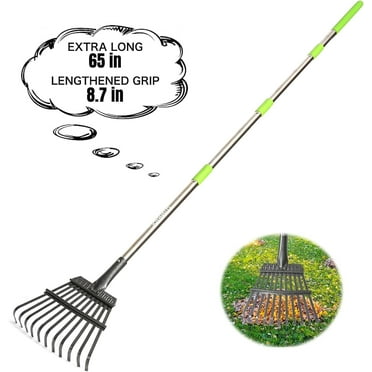Superio Garden Rake Leaf with Wood Handle - Durable Plastic Head 22 ...